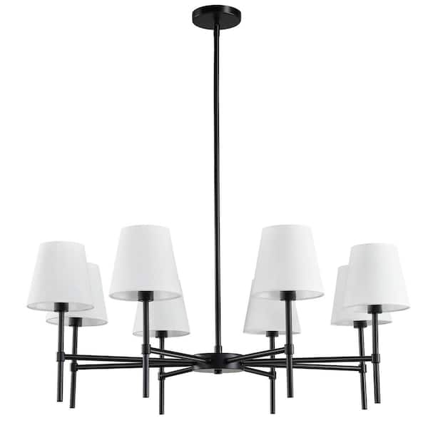 KAISITE 8-Light Black Modern Chandelier for Dining Room with Fabric ... KAISITE 8-Light Black Modern Chandelier for Dining Room with Fabric ...