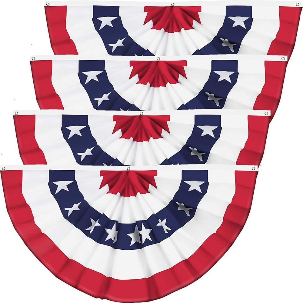 Afoxsos American Pleated Fan Flag 1-1/2 ft. x 3 ft. Mini Fans Bunting ...
