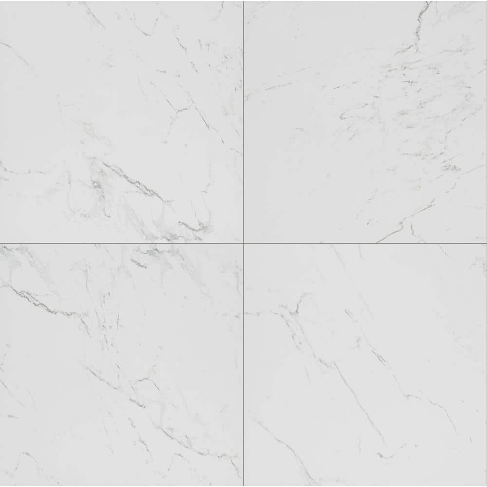 MSI Carrara 24 in. x 24 in. Matte Porcelain Marble Look Floor and Wall ...