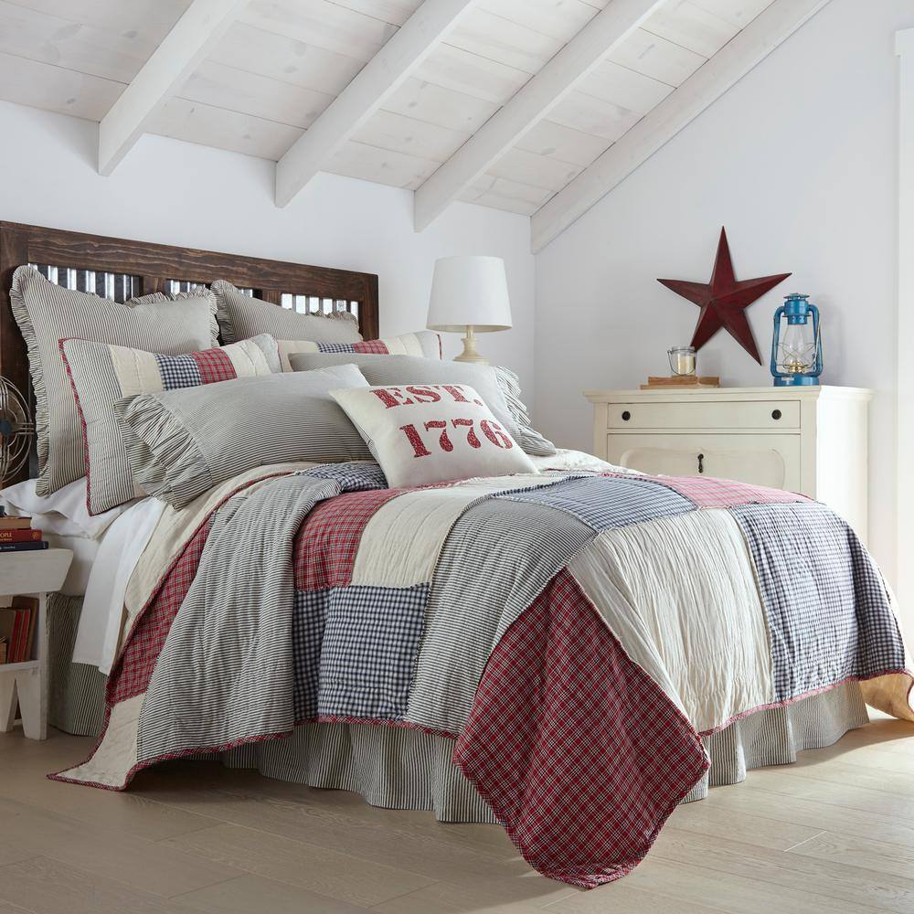 VHC BRANDS Hatteras Patch Red White Blue Americana Patchwork Twin ...