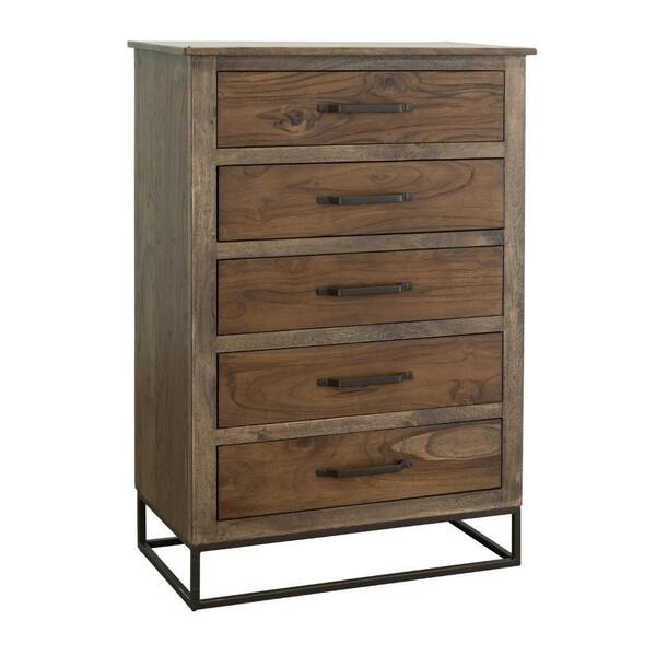 Benjara Tacey Peanut Brown 5-drawer 19.75 in. Wide Tall Chest of ...