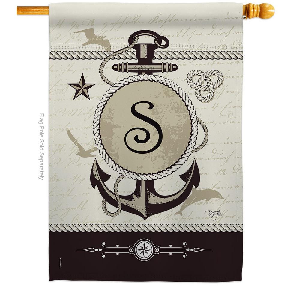 Breeze Decor 2.3 ft. x 3.3 ft. Nautical S Initial House Flag 2-Sided ...