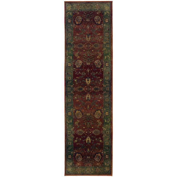 Kaiden Red/Green 2 ft. X 8 ft. Floral Runner Rug 043090 - The Home Depot