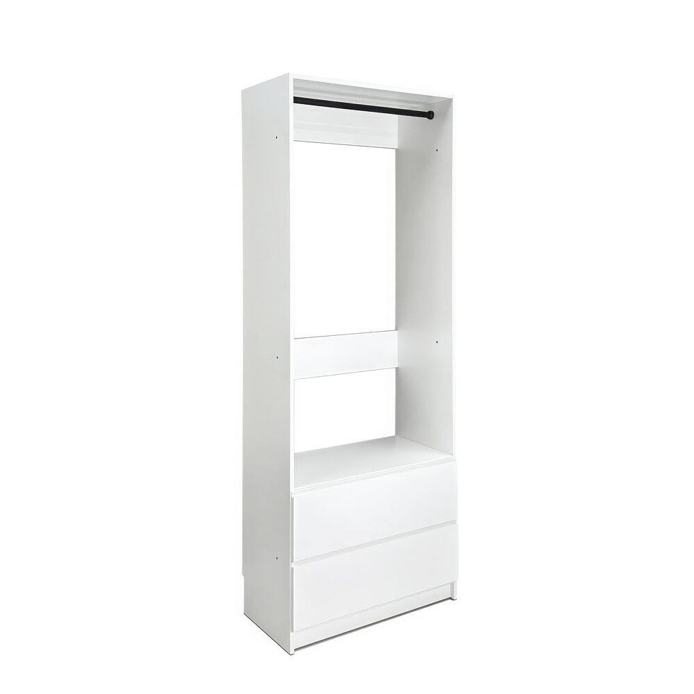 Klair Living Prosper 32 in. W White Tower Unit 1-Shelf 2-Drawers Wood ...