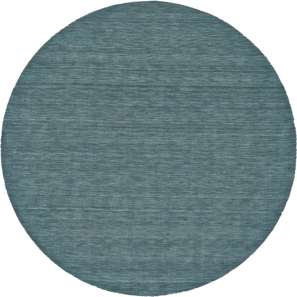 HomeRoots 10 ft. Round Blue, Green Solid Color Area Rug 2000511096 ...