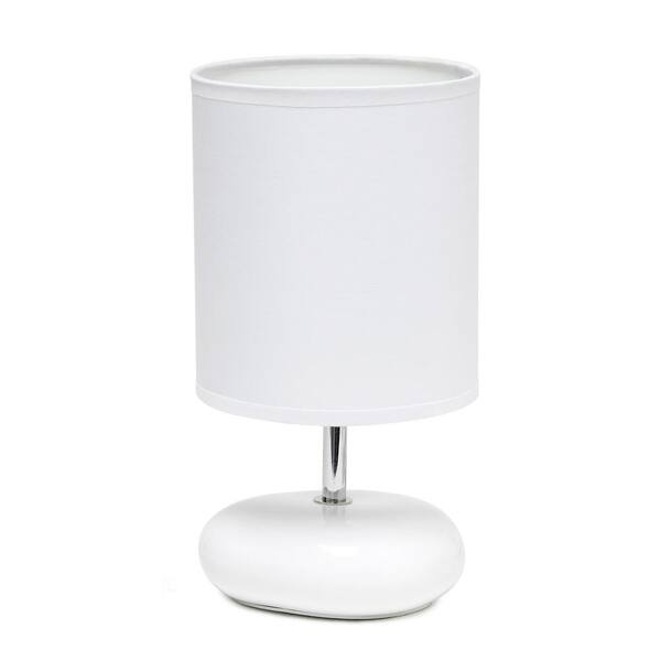10.24 in. White Traditional Mini Round Rock Table Lamp with White ...