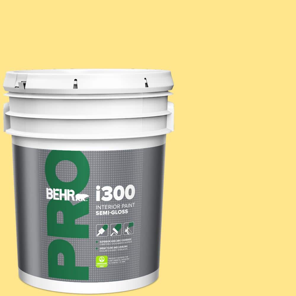 BEHR PRO 5 gal. #370A-3 Bicycle Yellow Semi-Gloss Interior Paint ...