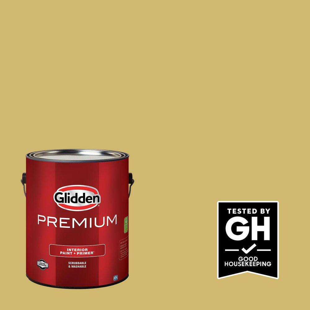 Glidden Premium 1 gal. PPG1108-5 Spicy Mustard Flat Interior Latex ...