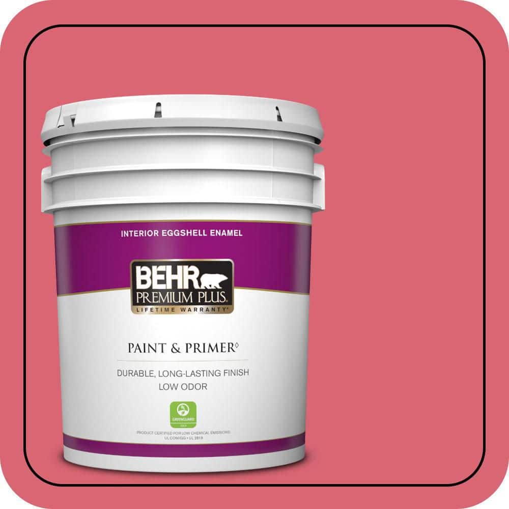 BEHR PREMIUM PLUS 5 Gal. #P150-5A Strawberry Taffy Eggshell Enamel Low ...