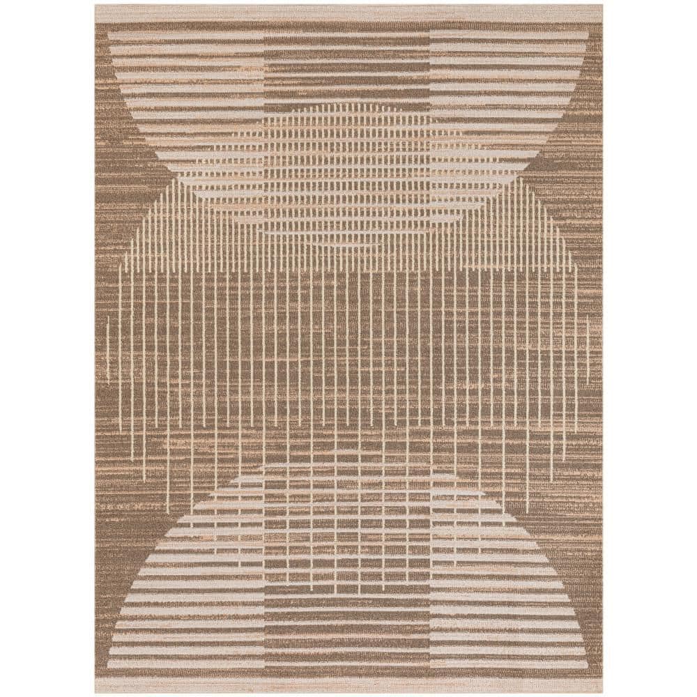 Nourison Astra Machine Washable Latte 5 ft. x 7 ft. Graphic ...