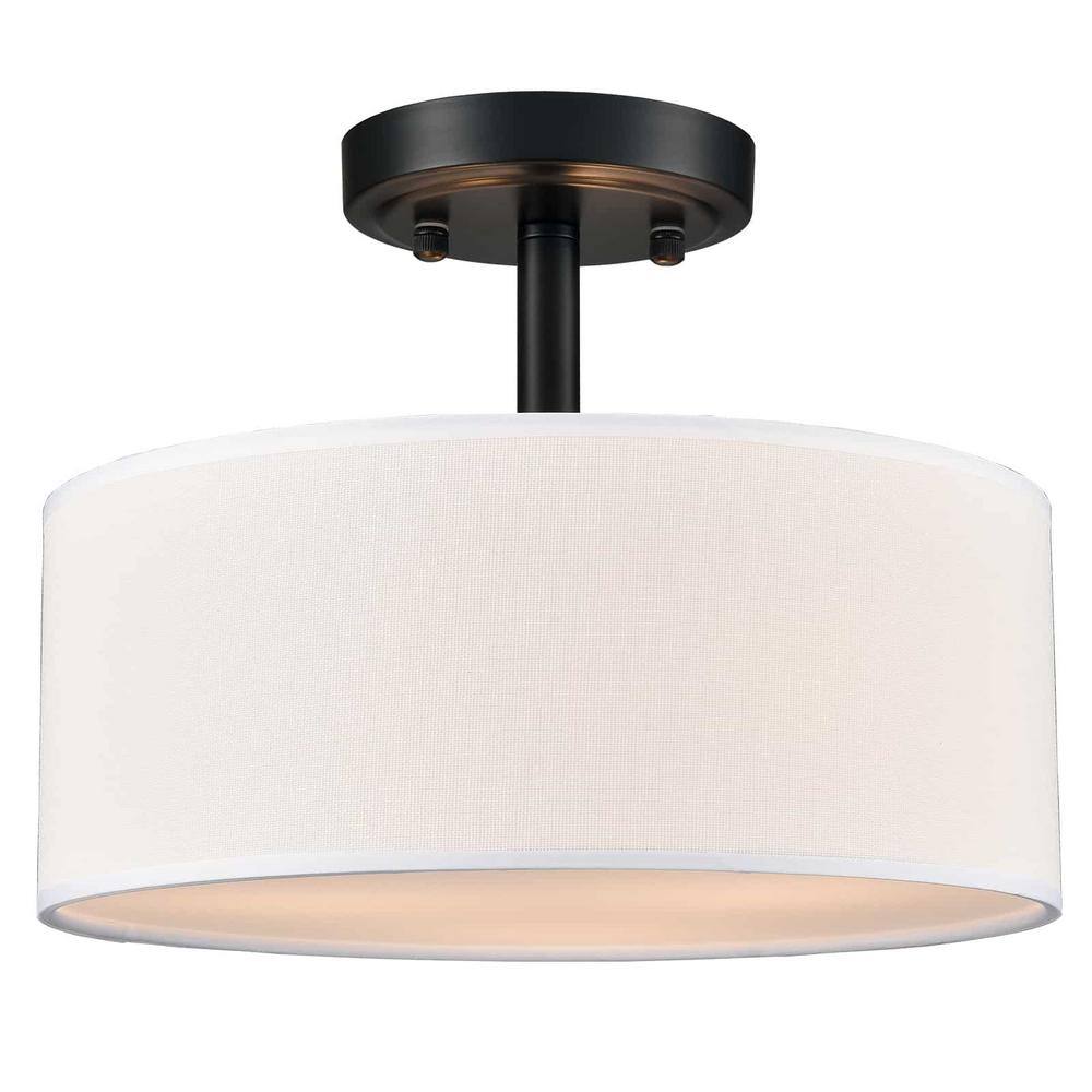 CLAXY 12.99 in. 3-Light Black Modern Semi-Flush Mount with No Glass ...