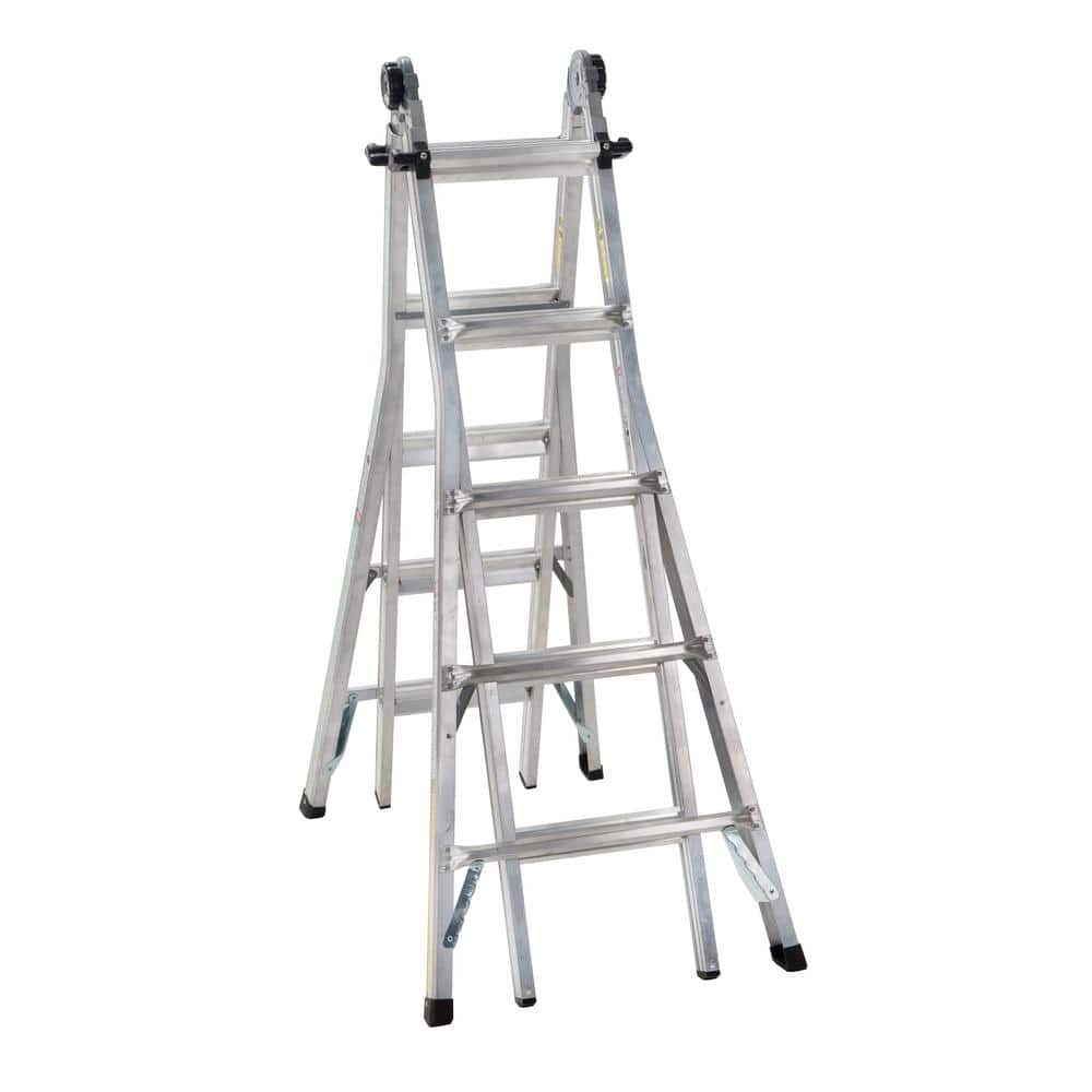 Cosco 22 ft. Reach Aluminum Multi-Position Telescoping Ladder with 300 ...