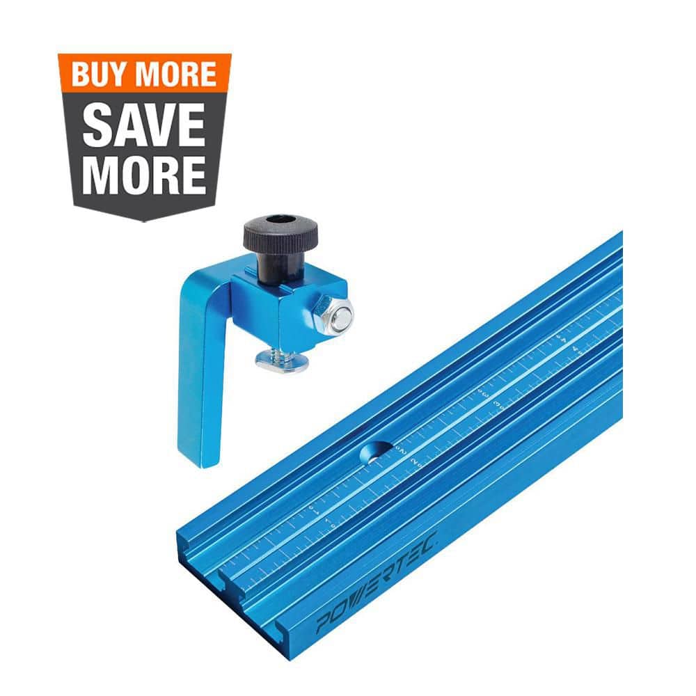 ‎POWERTEC 36 in. Double-Cut Profile Universal T-track with Dual Laser Engraved Scale and 3 in ...