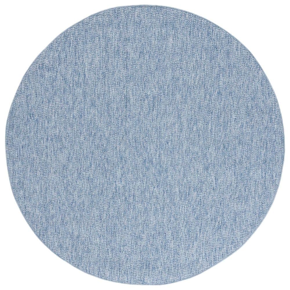 SAFAVIEH Sisal All-Weather Blue 7 ft. x 7 ft. Solid Woven Round Area ...