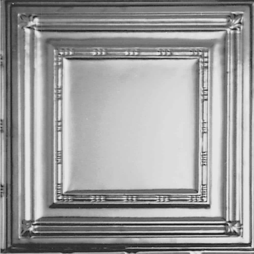 Shanko 2 ft. x 2 ft. Clip Up Tin Ceiling Tile in Bare Steel (24 sq. ft ...