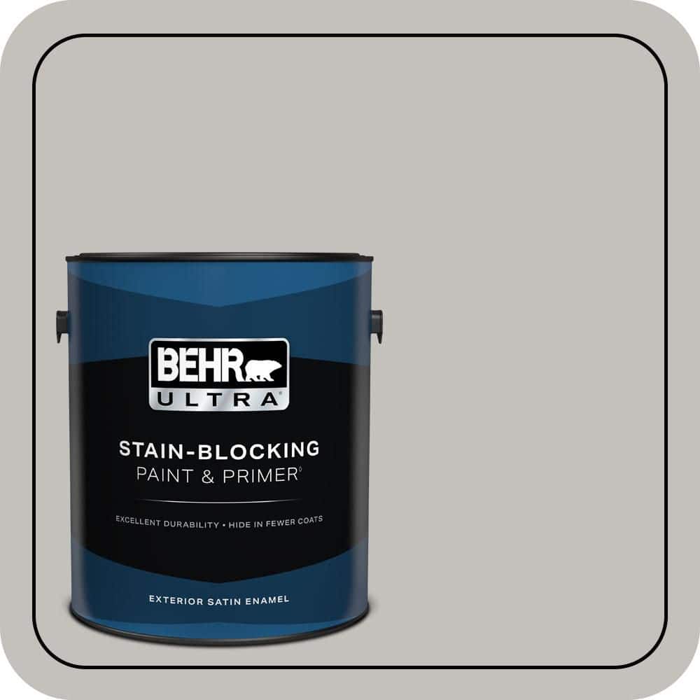 BEHR ULTRA 1 gal. #PPU18-10 Natural Gray Satin Enamel Exterior Paint ...