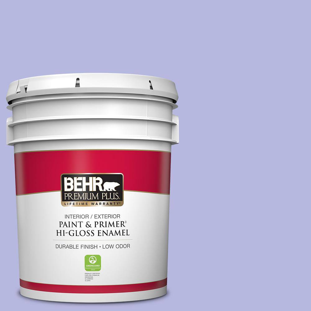 BEHR PREMIUM PLUS 5 gal. #P550-3 Lavender Cloud Hi-Gloss Enamel ...