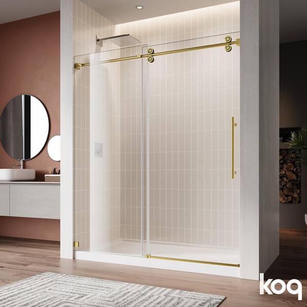 mortix 60 in. W x 74 in. H Double Sliding Semi-Frameless Shower Door in Chrome with 5/16 ...