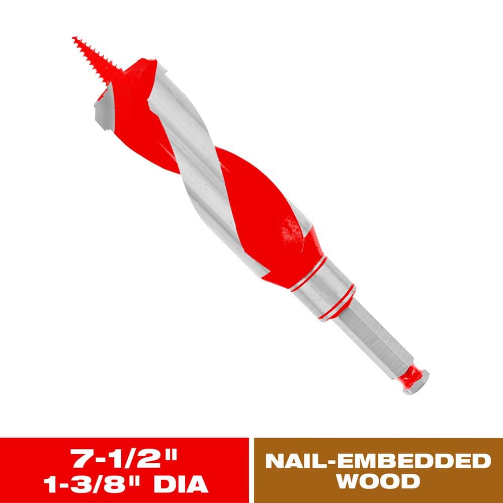 DIABLO 1-3/8 in. x 7-1/2 in. High Carbon Steel Auger Bit for Wood and ...