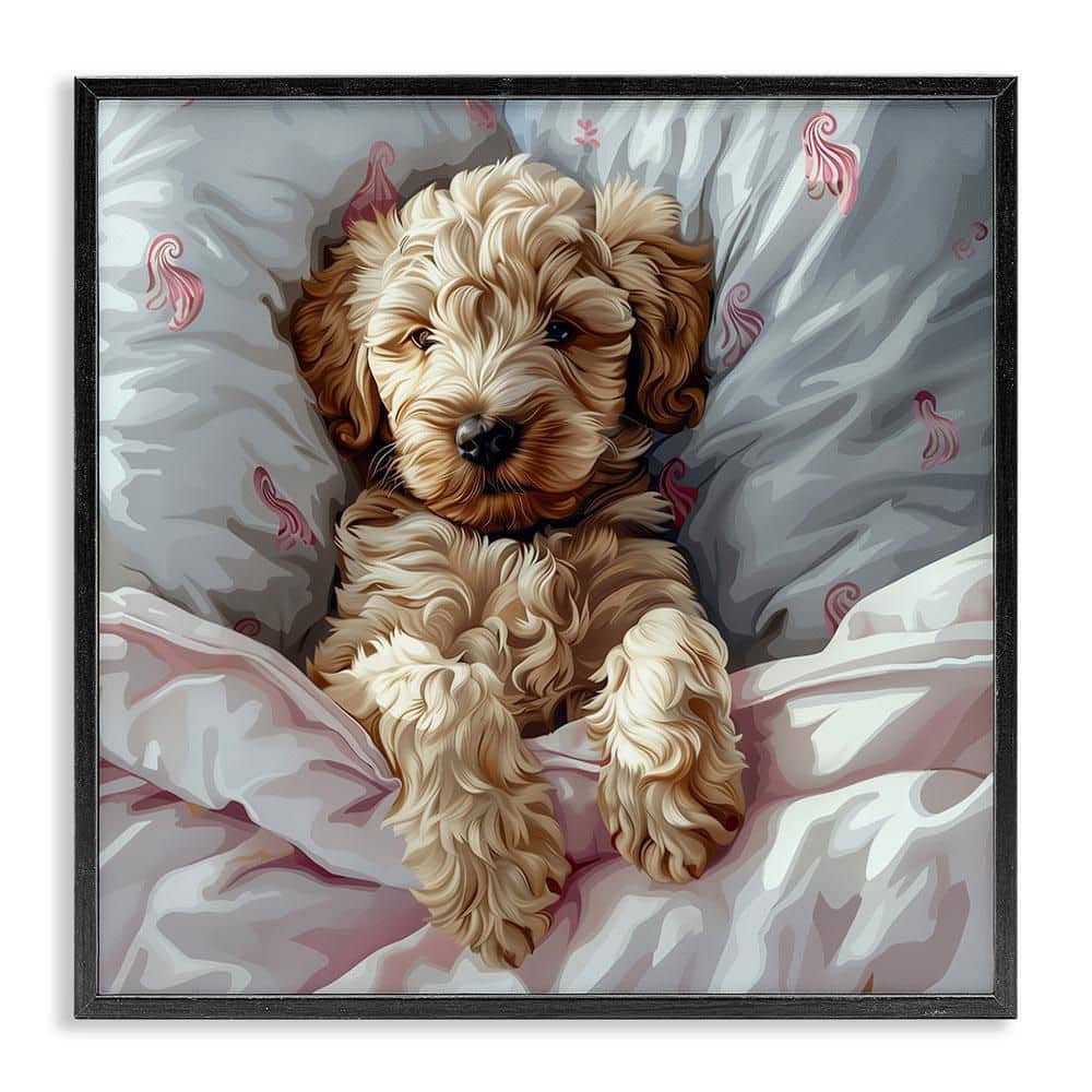 Stupell Industries Nap Time Cuddling Labradoodle by Jim Baldwin Black ...