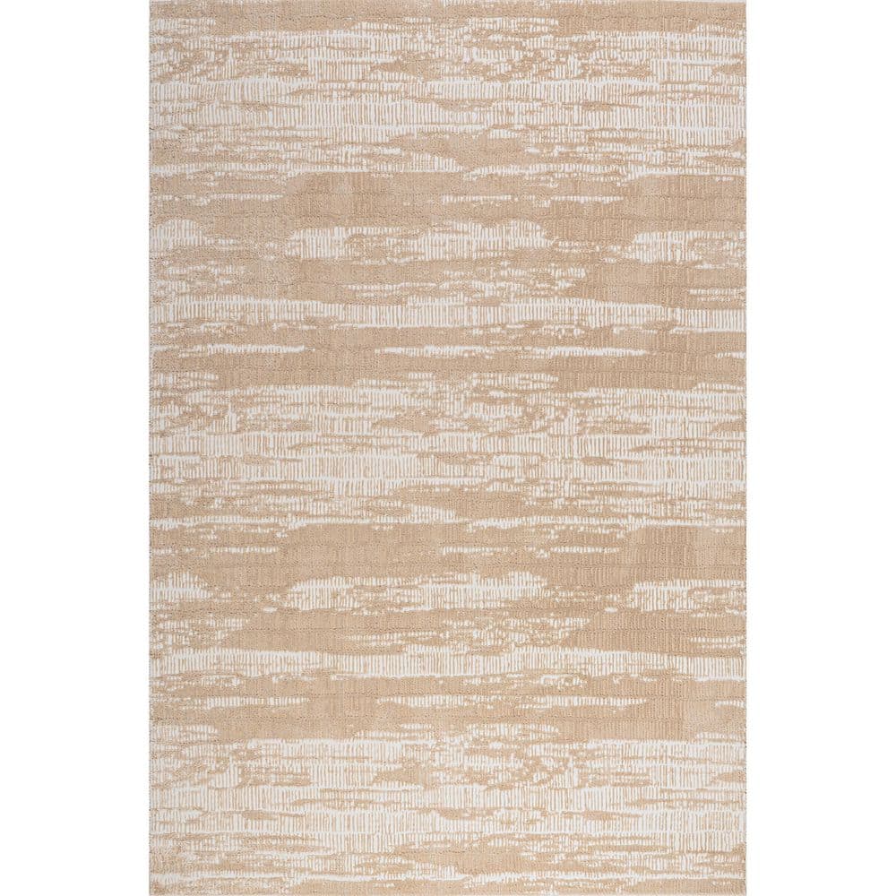 RUGS USA Caylee Abstract Machine Washable Sand 10 ft. x 13 ft. Indoor ...