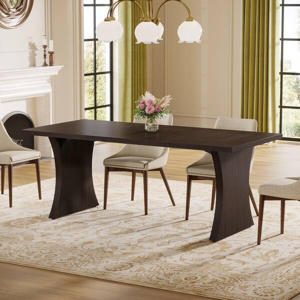 BYBLIGHT Roesler Espresso Wood 63 in. Sled Rectangle Dining Table ...