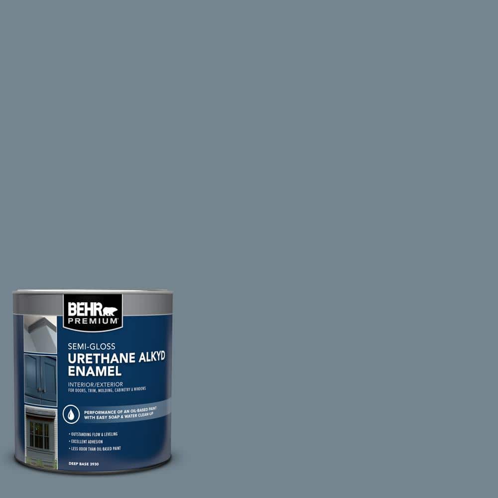 BEHR PREMIUM 1 qt. #N480-5 Adirondack Blue Urethane Alkyd Semi-Gloss ...