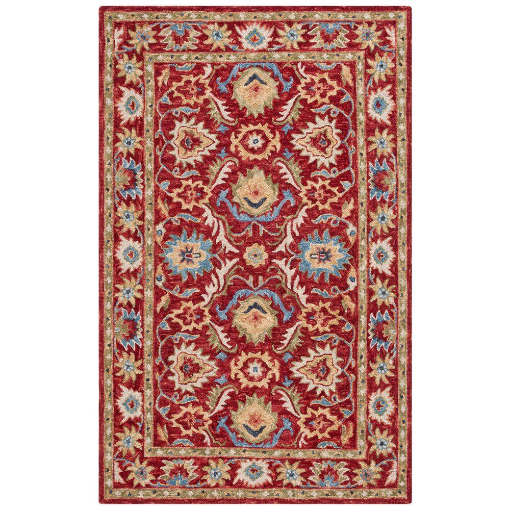 SAFAVIEH Blossom 5 ft. x 8 ft. Red/Green Border Ornate Area Rug BLM691Q ...