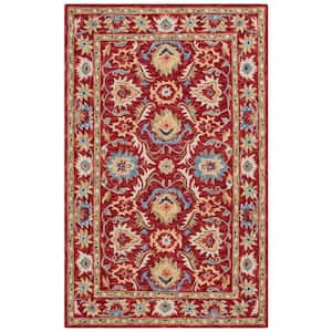 SAFAVIEH Blossom 2 ft. x 8 ft. Red/Green Border Ornate Runner Rug ...