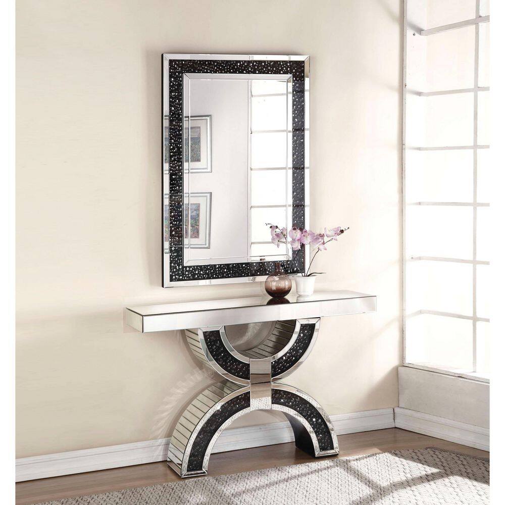 GOSALMON 32 in. W x 47 in. H Rectangle Glass Frame Black Mirror ...