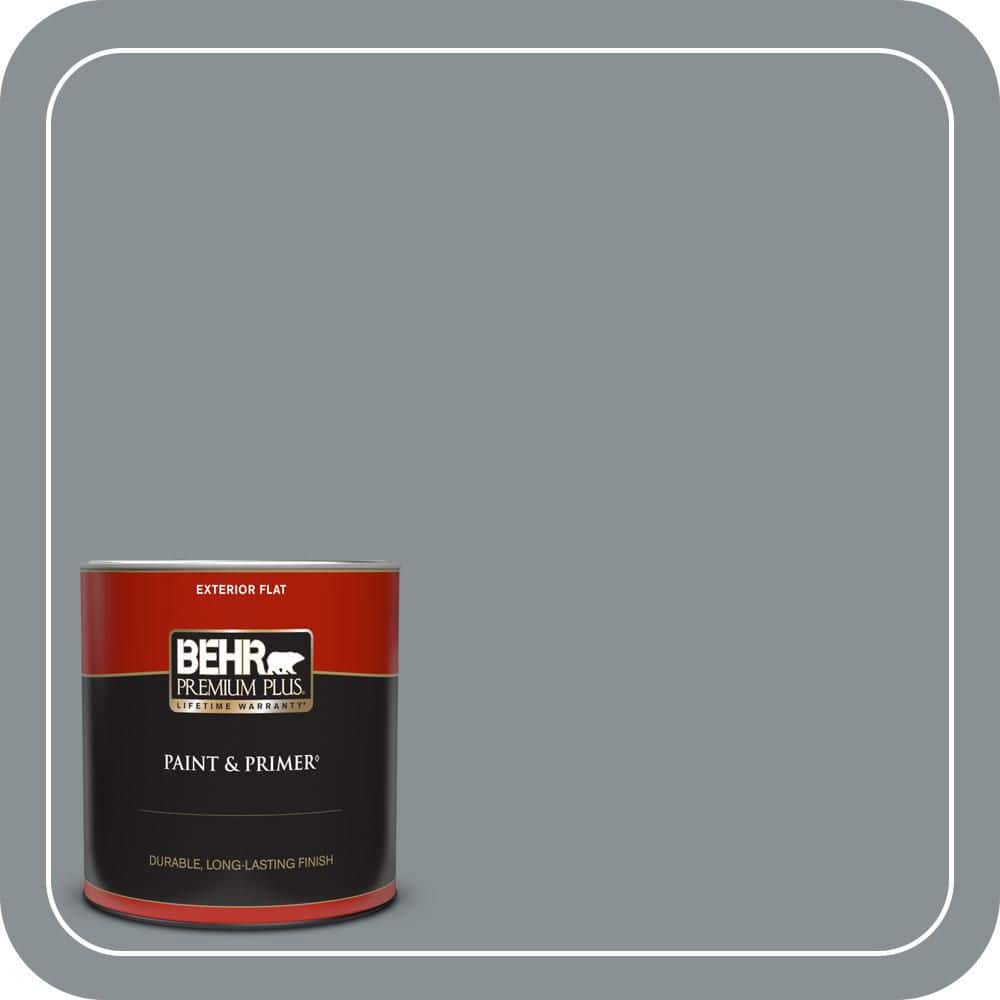 BEHR PREMIUM PLUS 1 qt. #MQ5-29 Gotham Gray Flat Exterior Paint ...