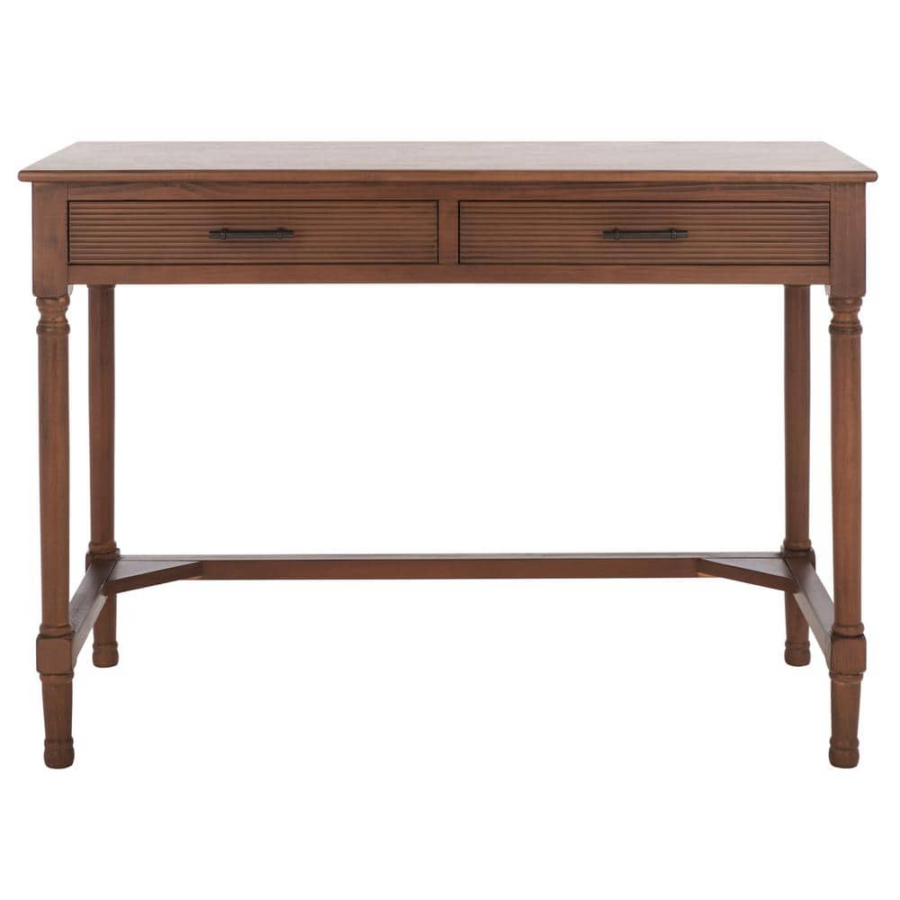 SAFAVIEH Layce 42 in. Brown Wood 2-Drawer Writing Desk DSK5704C - The ...