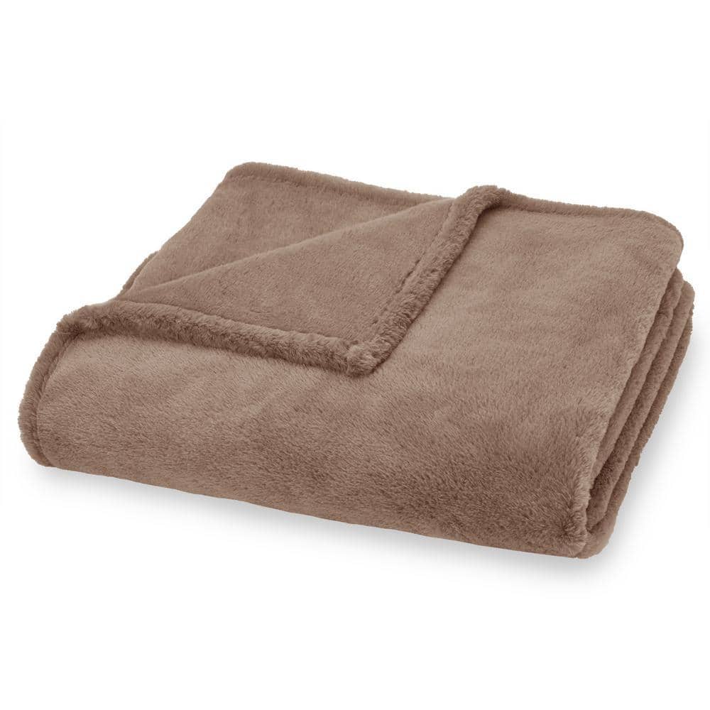 THE NORTHWEST GROUP Generic Beige Ultra Fine Faux Fur Throw Blanket ...