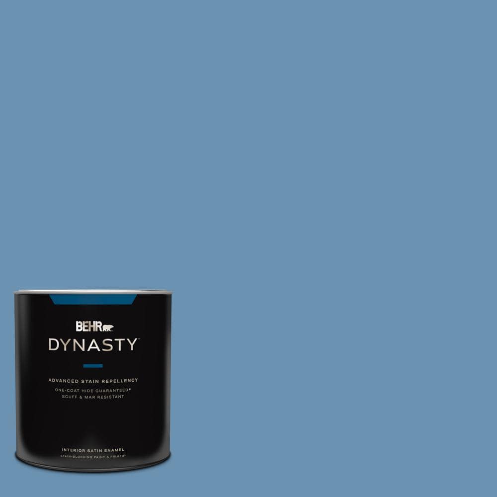 BEHR DYNASTY 1 qt. #M510-4 Brittany Blue One-Coat Hide Satin Enamel ...