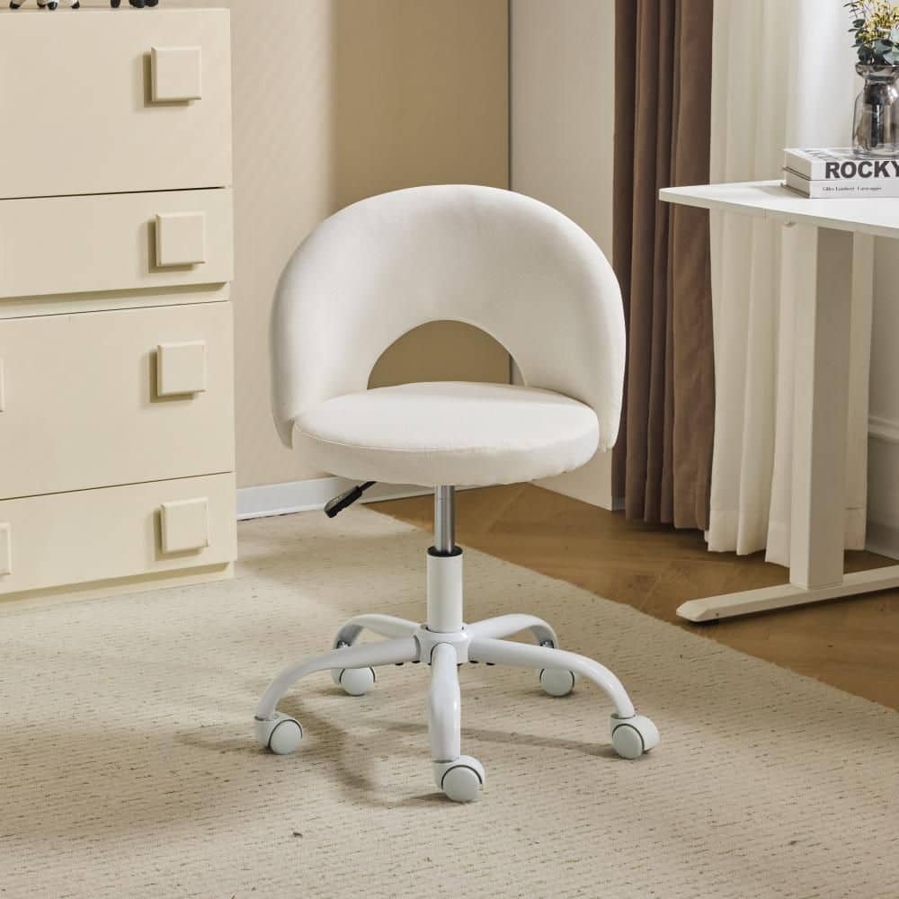 Winado Cotton and Linen Fabric Swivel Office Chair Task Chairin White ...