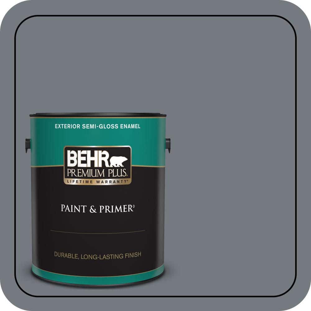 BEHR PREMIUM PLUS 1 gal. #N510-5 Liquid Mercury color Semi-Gloss Enamel ...