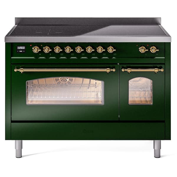 ILVE Nostalgie 48 in. 6 Zone Freestanding Double Oven Induction Range ...