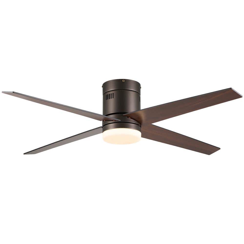 Merra 52 in. Integrated LED Natural Bronze Ceiling Fan with Light Kit ...