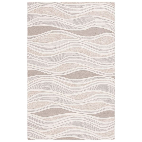SAFAVIEH Fifth Avenue 8 ft. x 10 ft. Natural/Ivory Abstract Waves Area ...