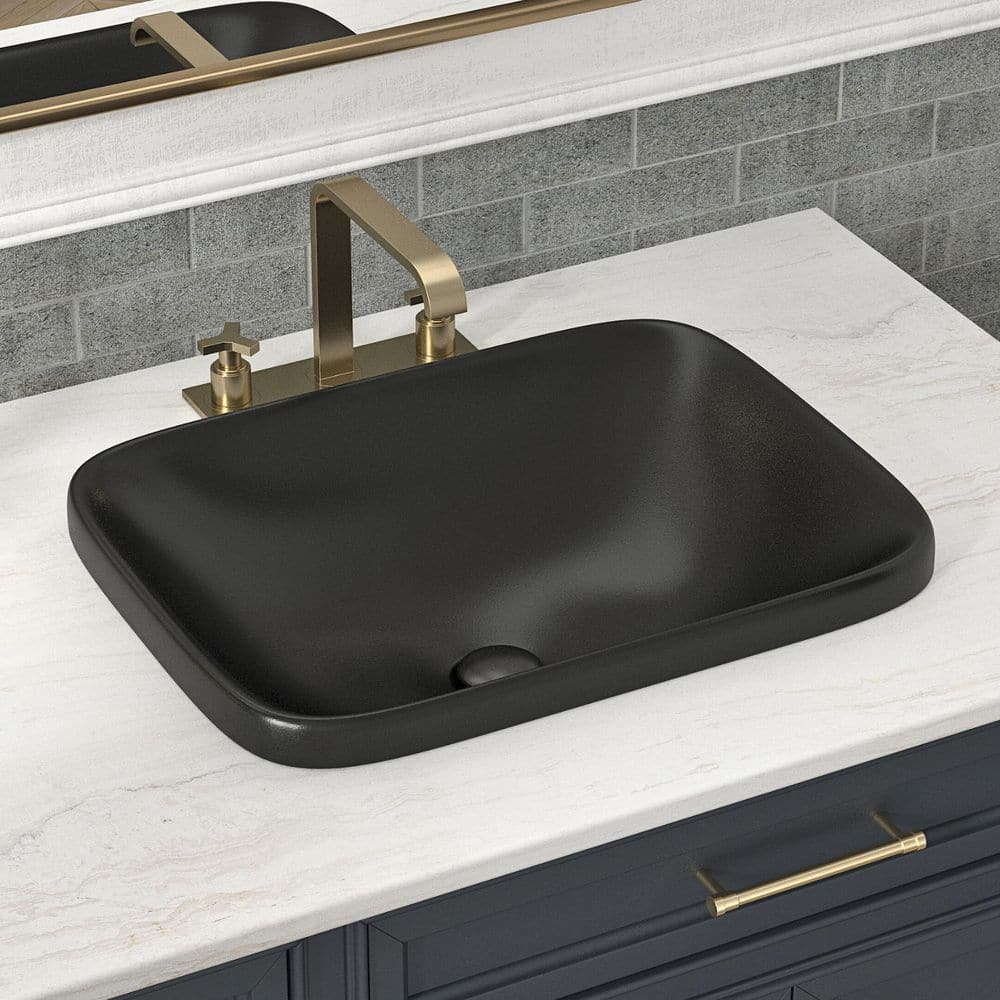 Los Flexi Semi Recessed Bathroom Sink 20 in. x 15 in. Ceramic Drop In ...