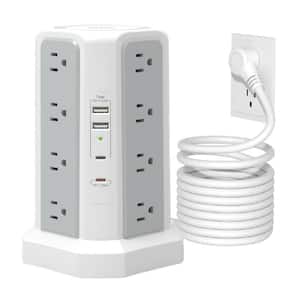 Lukyamzn 12-Outlet Retractable Power Strip Tower Surge Protector with 5 ...