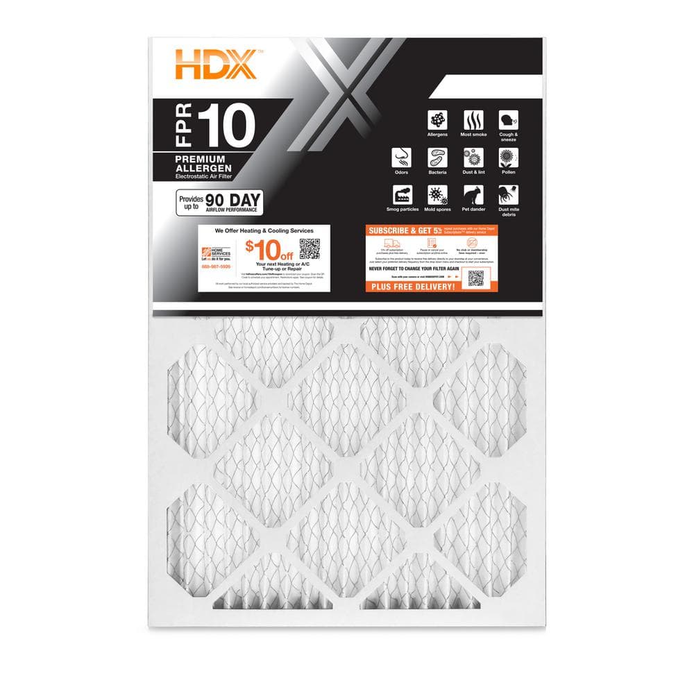 HDX 20 in. x 36 in. Premium Pleated Air Filter FPR 10, MERV 13 (12-Pack ...