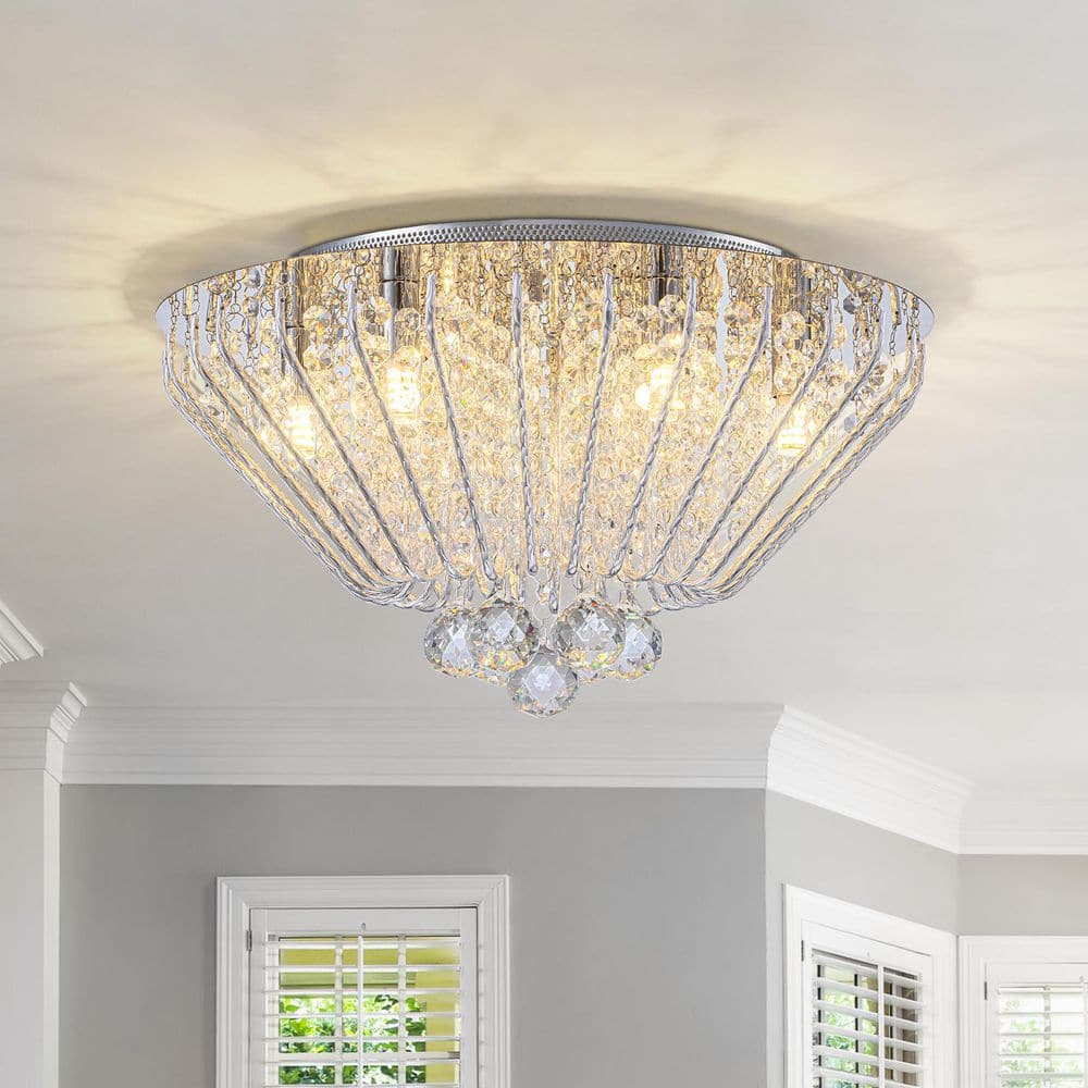 EDISLIVE Paisley 16.9 in. 6-Light Chrome Contemporary Crystal Flush ...