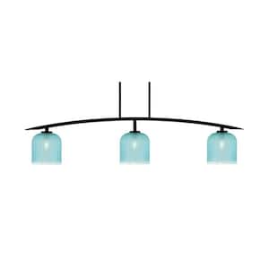 Siena 3-Light Matte Black Billiard Light with 7 in. Smoke Textured ...