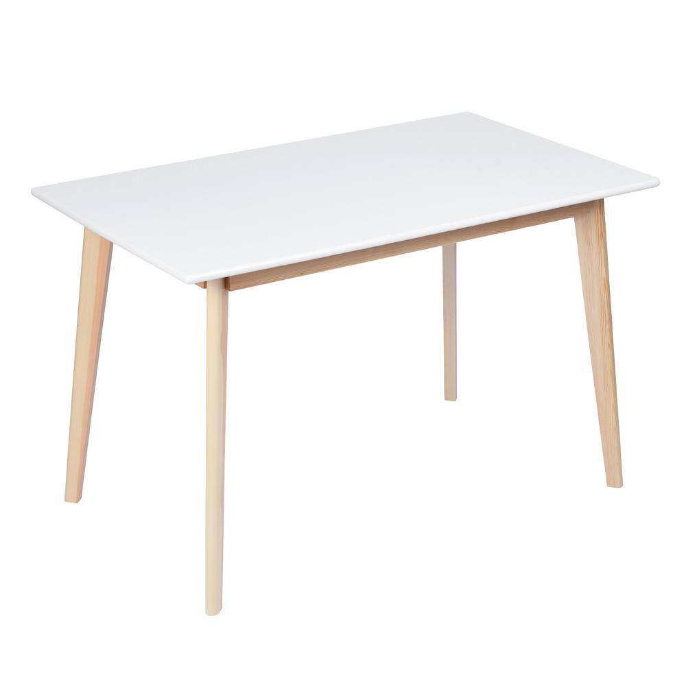Homy Casa Currency 47.2 in. Rectangular White MDF Table Top Solid Wood ...