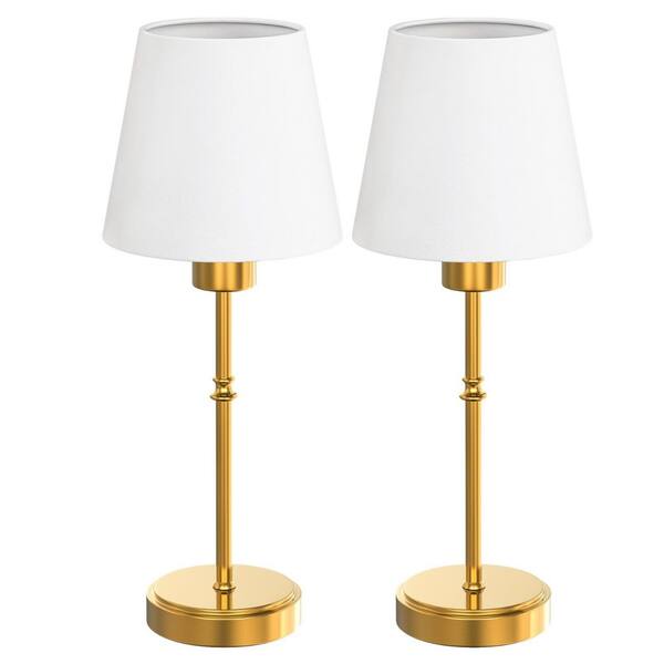 YANSUN 7 in. Gold LED Table Lamp, Stepless Dimmable Bedside Light with ...