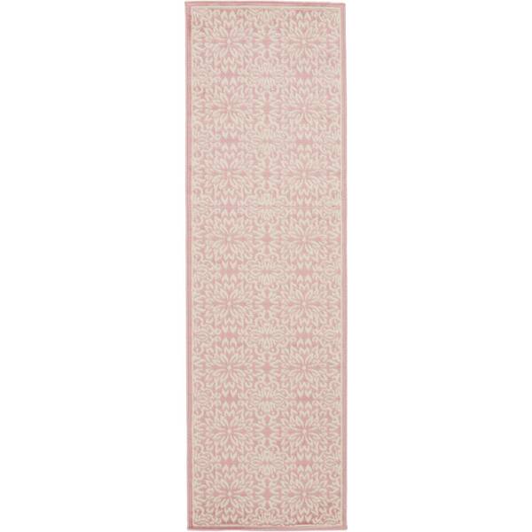 Nourison Jubilant Ivory Pink 2 ft. x 6 ft. Floral Transitional Runner ...