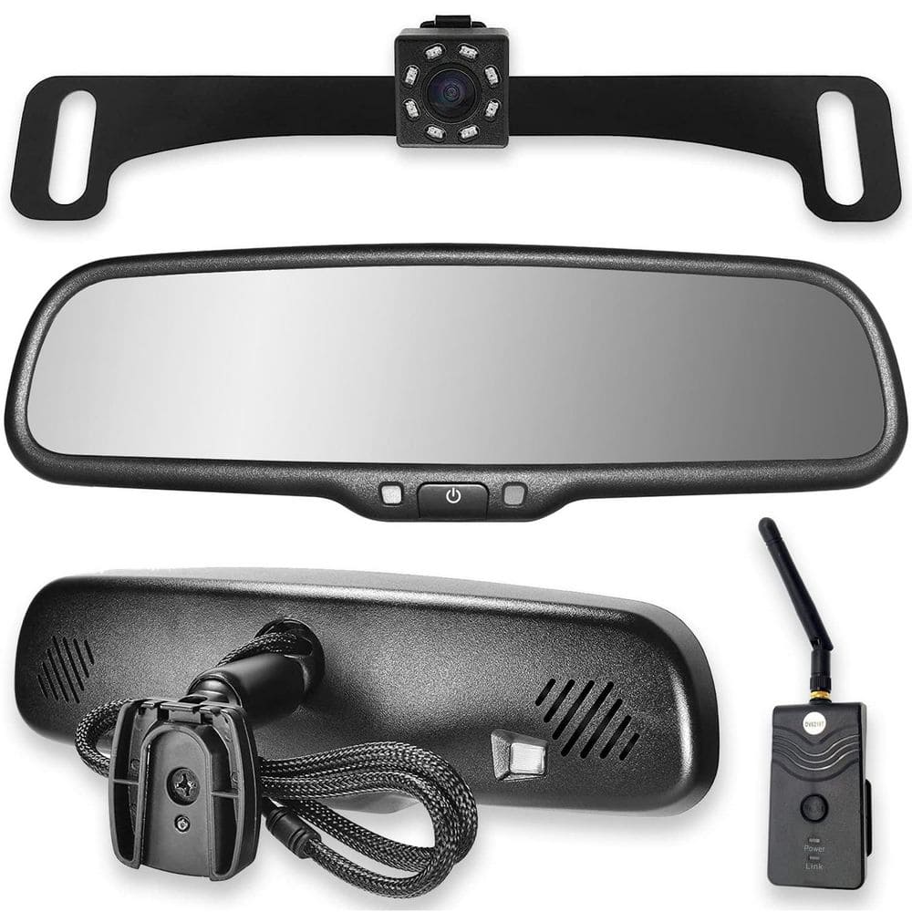 PartsMT 10.5 in. OEM Rear View Mirror/4.3 in. LCD Screen Plus Wireless ...
