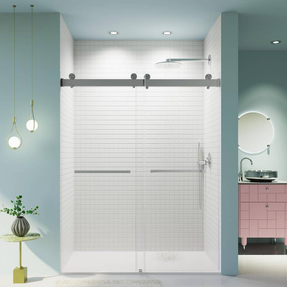Have a question about Afhocomp 68-72 in. W x 76 in. H Sliding Frameless Shower Door in Brushed ...