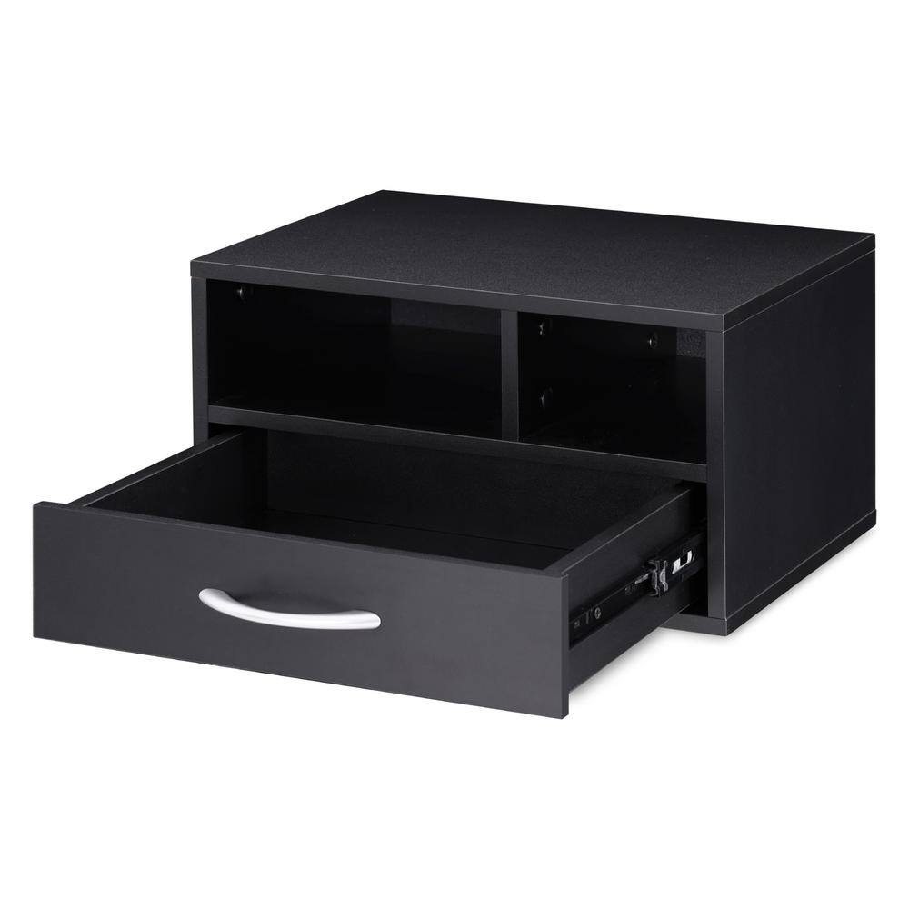 FITUEYES Black Desktop Printer Stands with Drawer, Office Desk ...